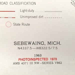 Antique Sebewaing, Michigan 1963 US Geological Survey Topographic Map ...