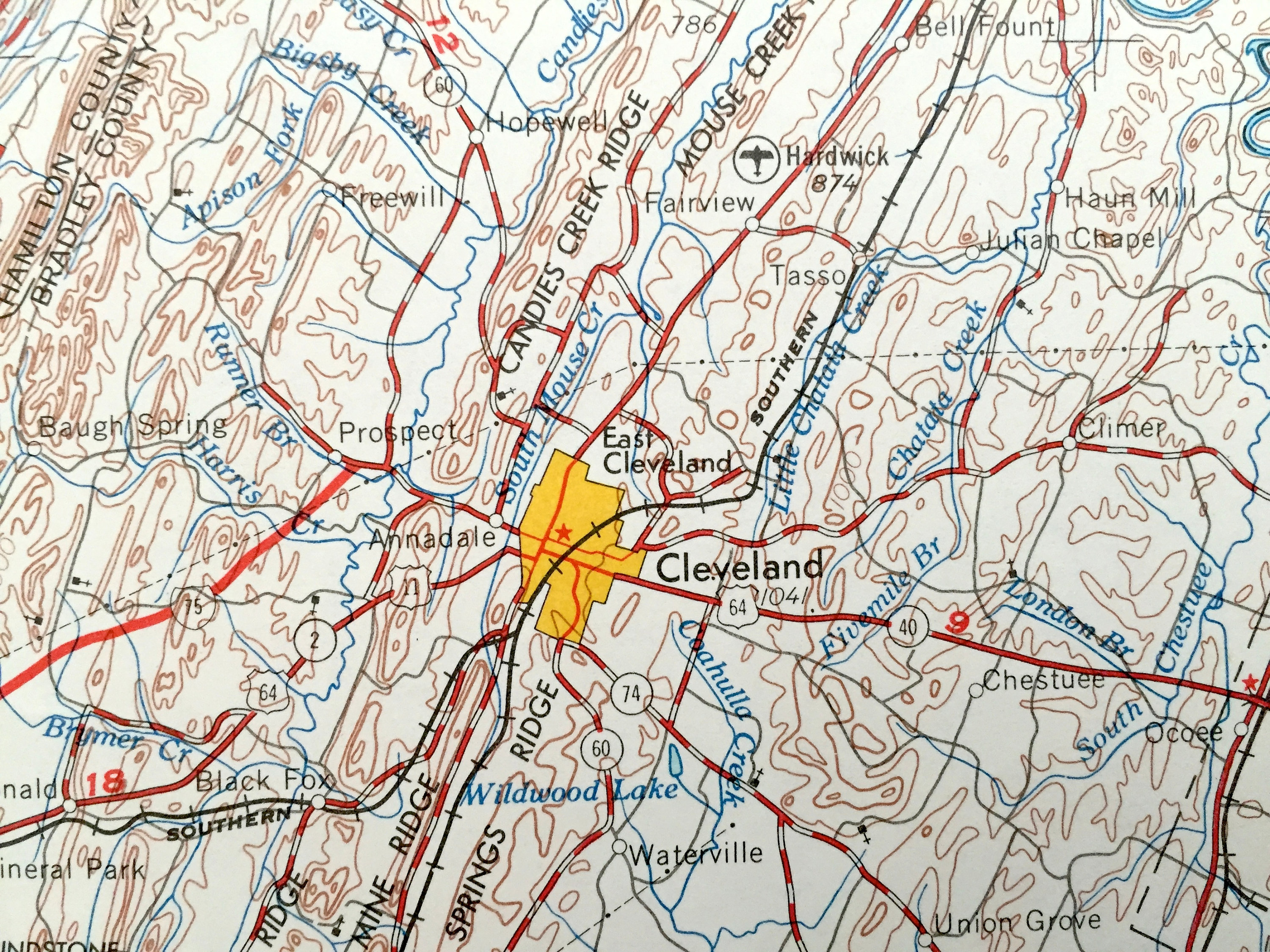 Antique Chattanooga, Tennessee 1957 US Geological Survey Topographic ...
