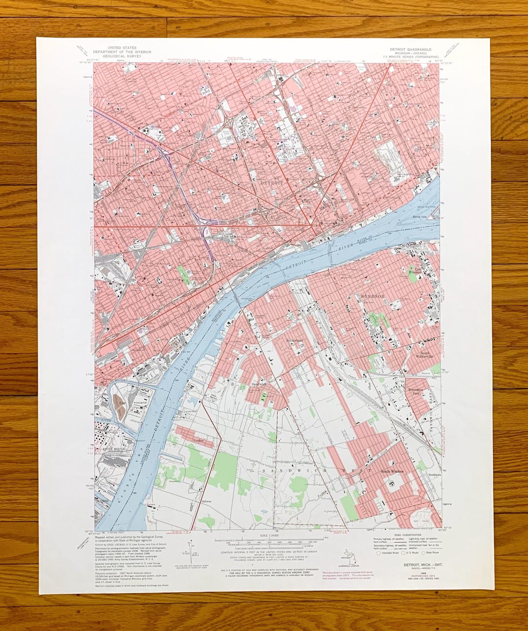 Antique Detroit, Michigan 1968 US Geological Survey Topographic Map ...