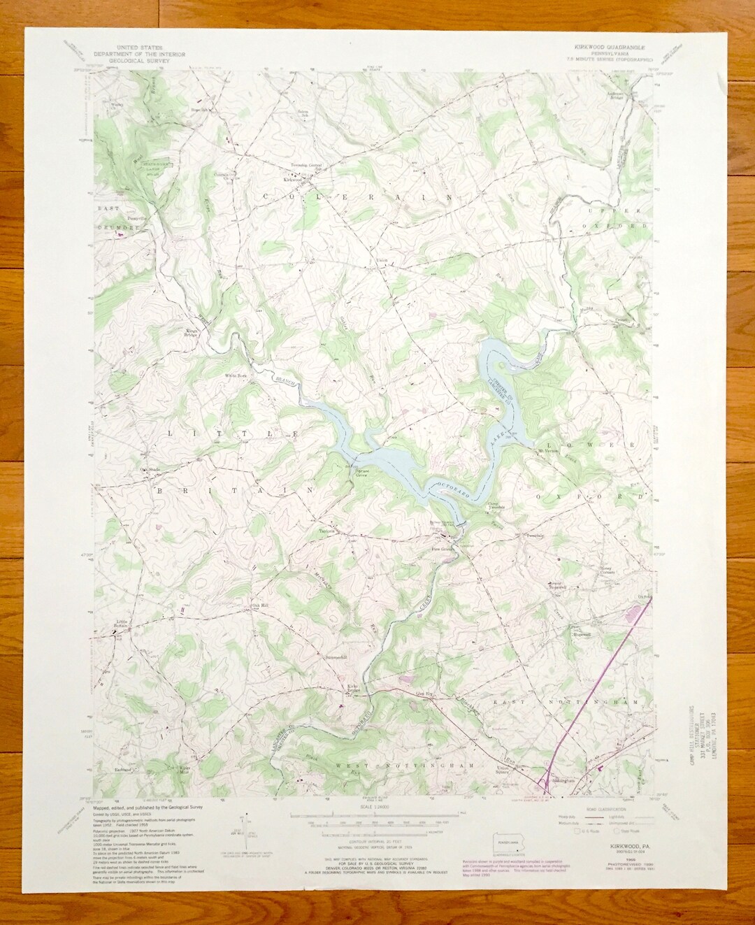 Antique Kirkwood, Pennsylvania 1955 US Geological Survey Topographic ...