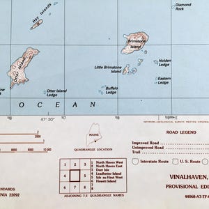Antique Vinalhaven, Maine 1982 US Geological Survey Topographic Map ...