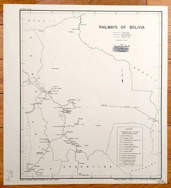 Antique Bolivia 1942 Railroads Map US Board of Economic - Etsy Finland