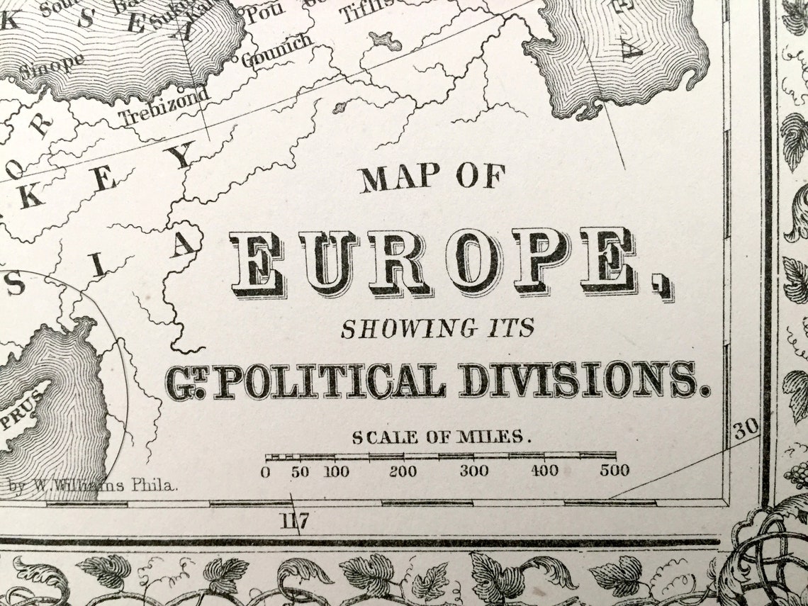 Antique 1871 Europe Map by S. Augustus Mitchell – England, France ...