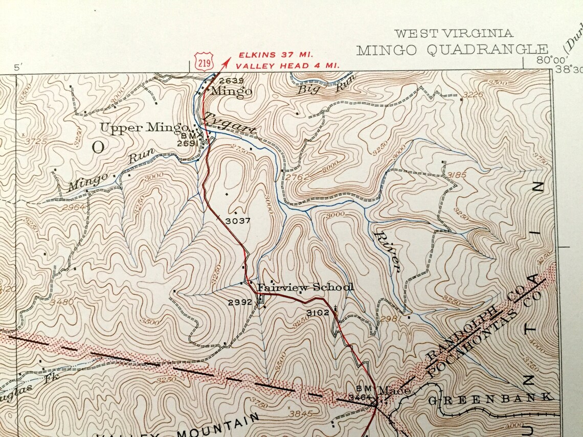 Antique Mingo, West Virginia 1925 US Geological Survey Topographic Map ...