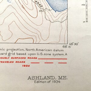 Antique Ashland, Maine 1934 US Geological Survey Topographic Map ...