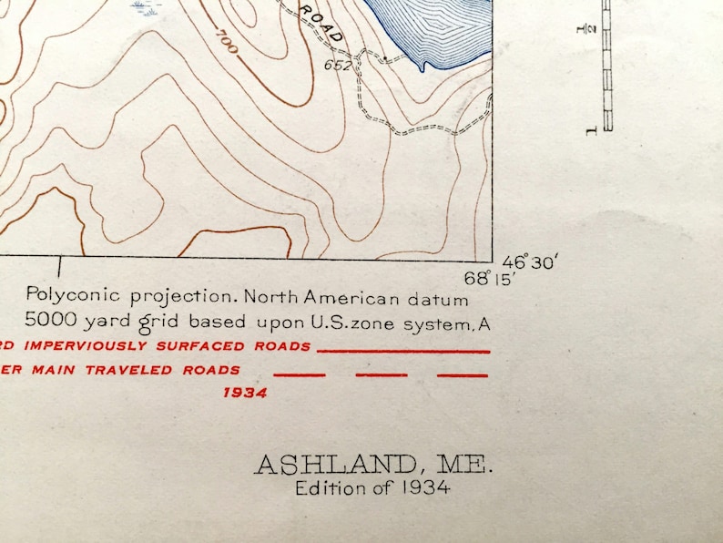 Antique Ashland Maine 1934 US Geological Survey Topographic | Etsy
