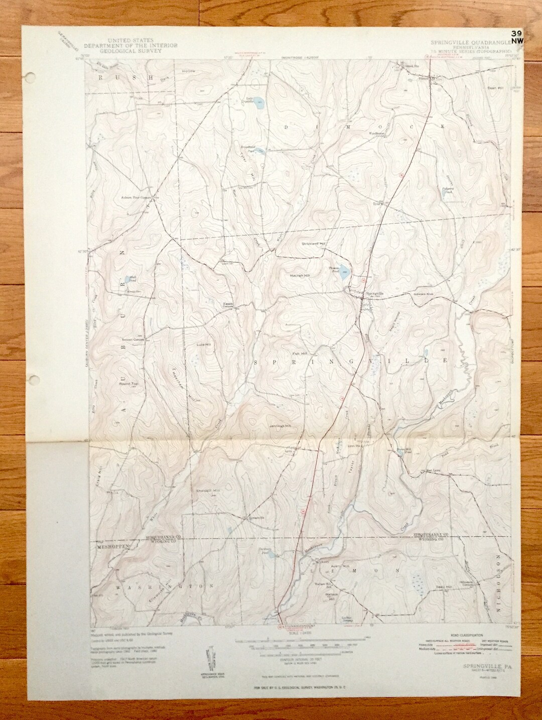 Antique Springville Pennsylvania 1948 US Geological Survey - Etsy UK