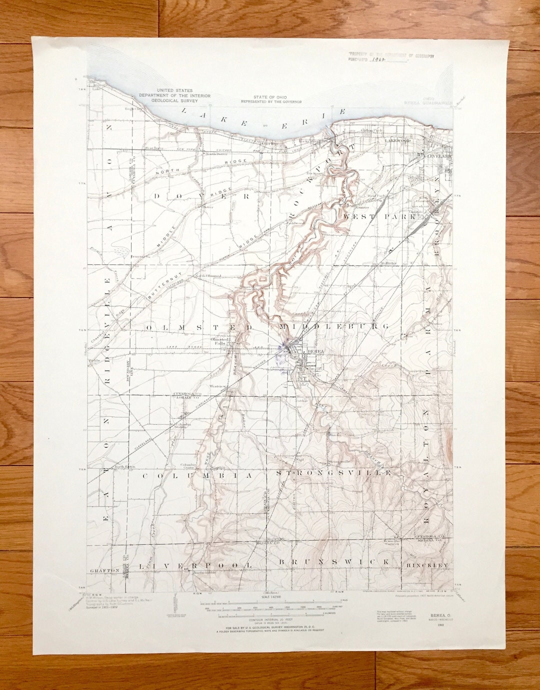 Antique Cleveland, Ohio 1902 US Geological Survey Topographic Map ...