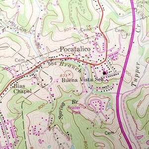Antique Pocatalico, West Virginia 1958 US Geological Survey Topographic ...