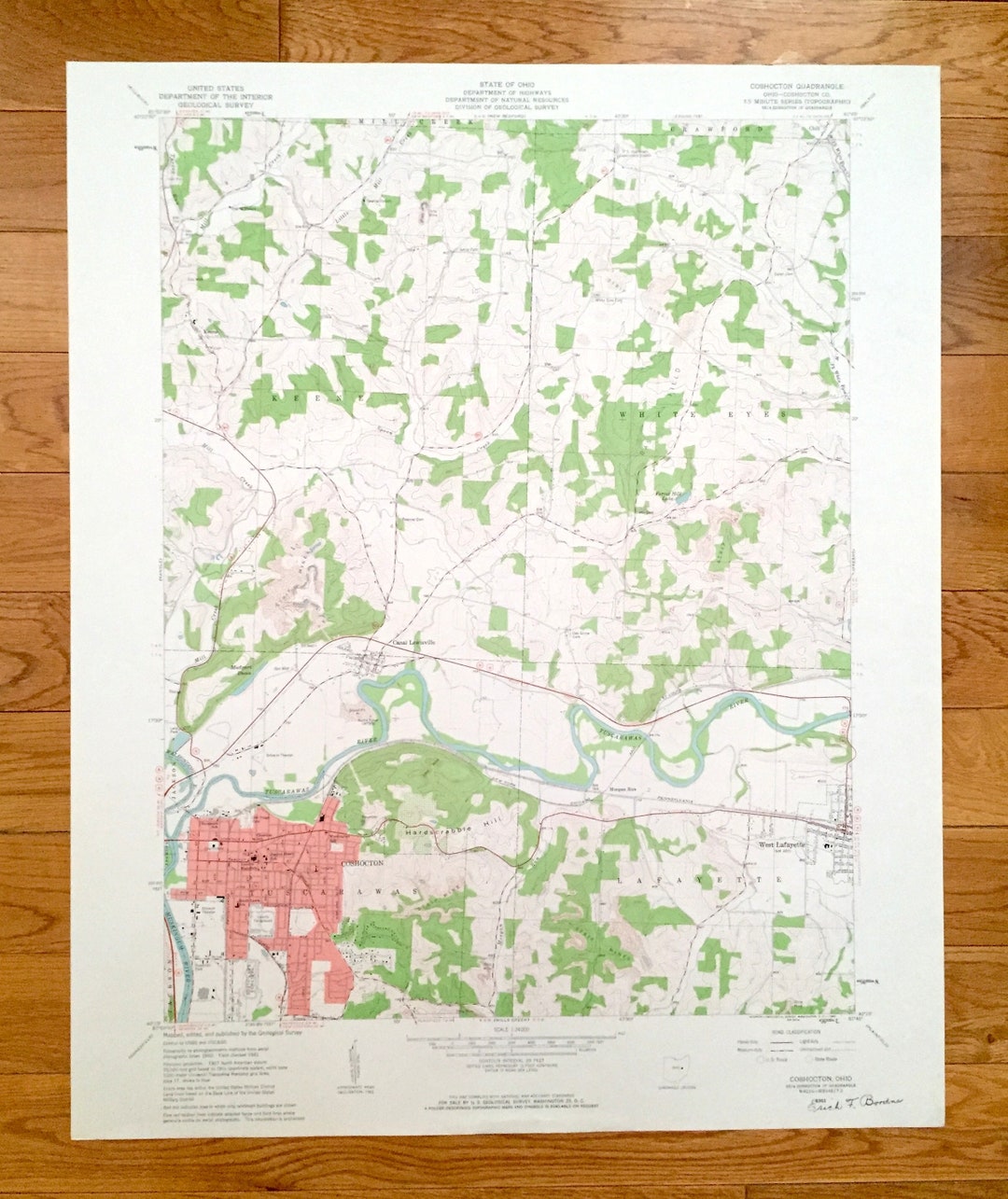 Antique Coshocton, Ohio 1961 US Geological Survey Topographic Map ...