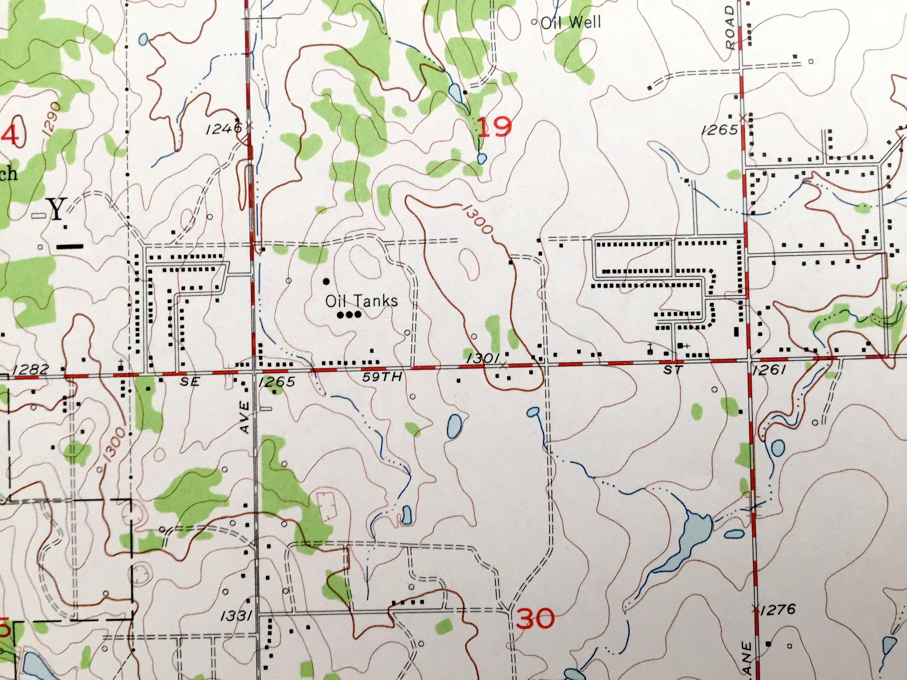 Antique Midwest City, Oklahoma 1956 US Geological Survey Topographic ...