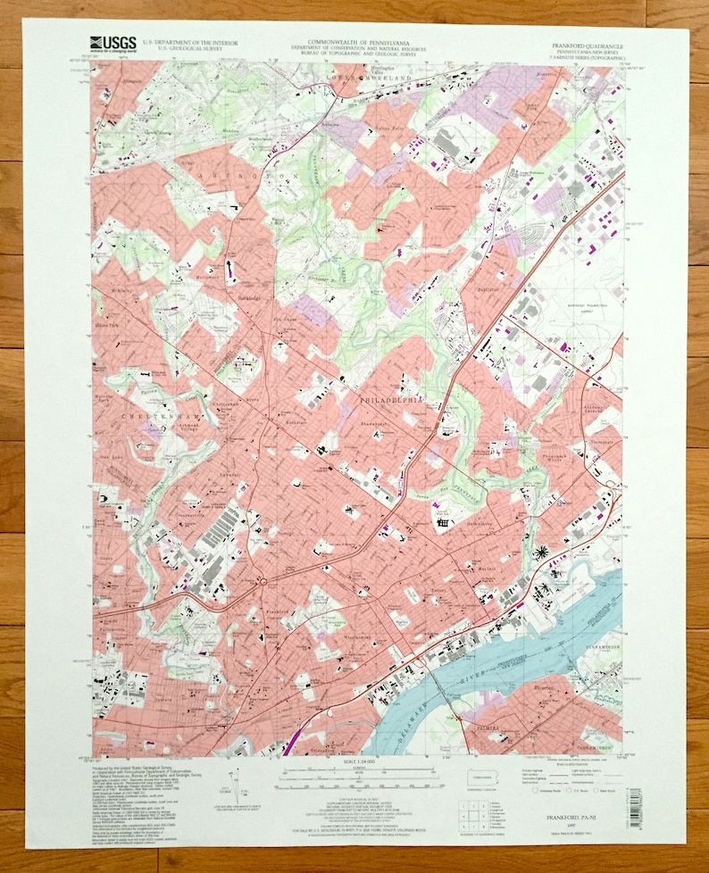 Antique Philadelphia Pennsylvania 1997 US Geological Survey - Etsy