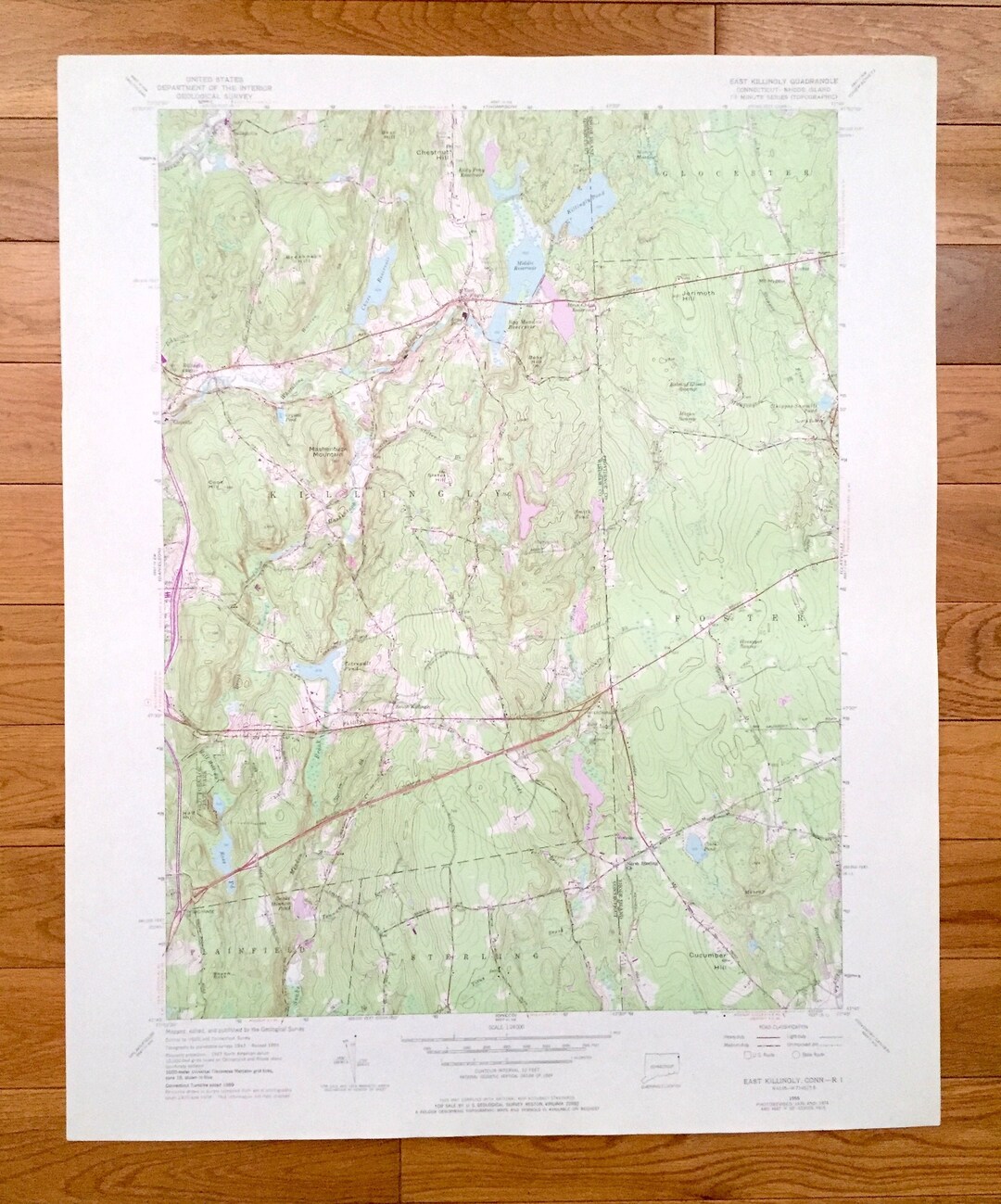 Antique East Killingly, Connecticut 1955 US Geological Survey ...