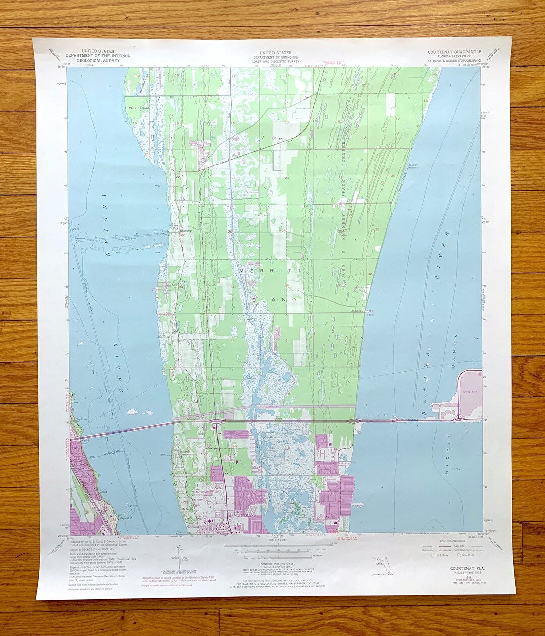 Antique Courtenay, Florida 1949 US Geological Survey Topographic Map ...