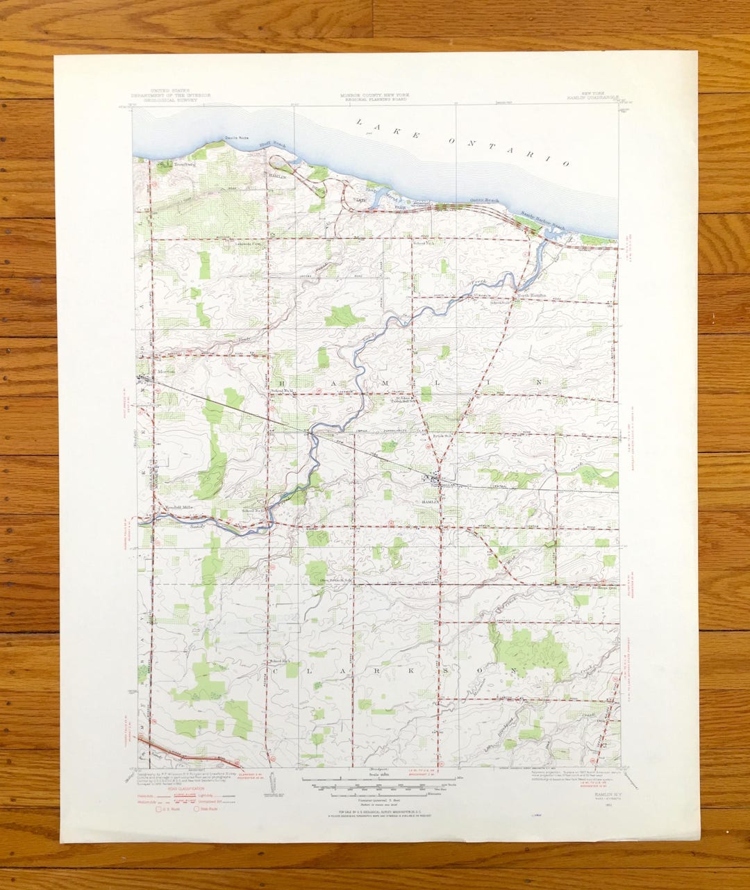Antique Hamlin, New York 1952 US Geological Survey Topographic Map ...