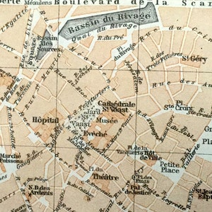 Antique 1909 Arras, France Map From Baedekers Guide Atlas – Citadelle ...