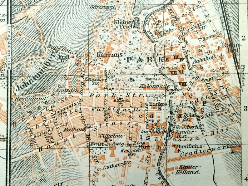 Antique 1925 Giessen and Bad Nauheim Germany Map From | Etsy