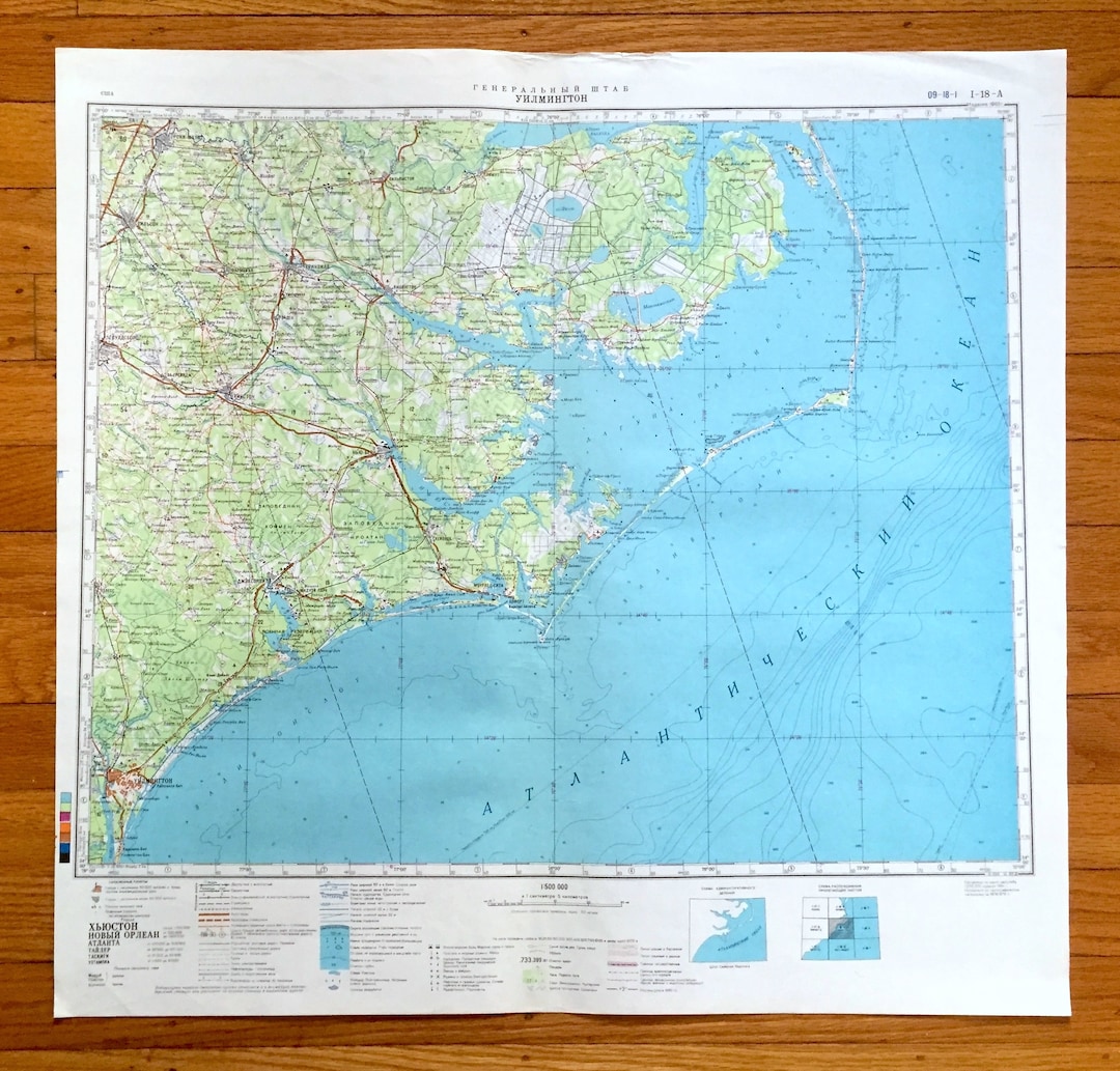 Antique SOVIET Wilmington, North Carolina 1964 Russia Army Survey Map ...