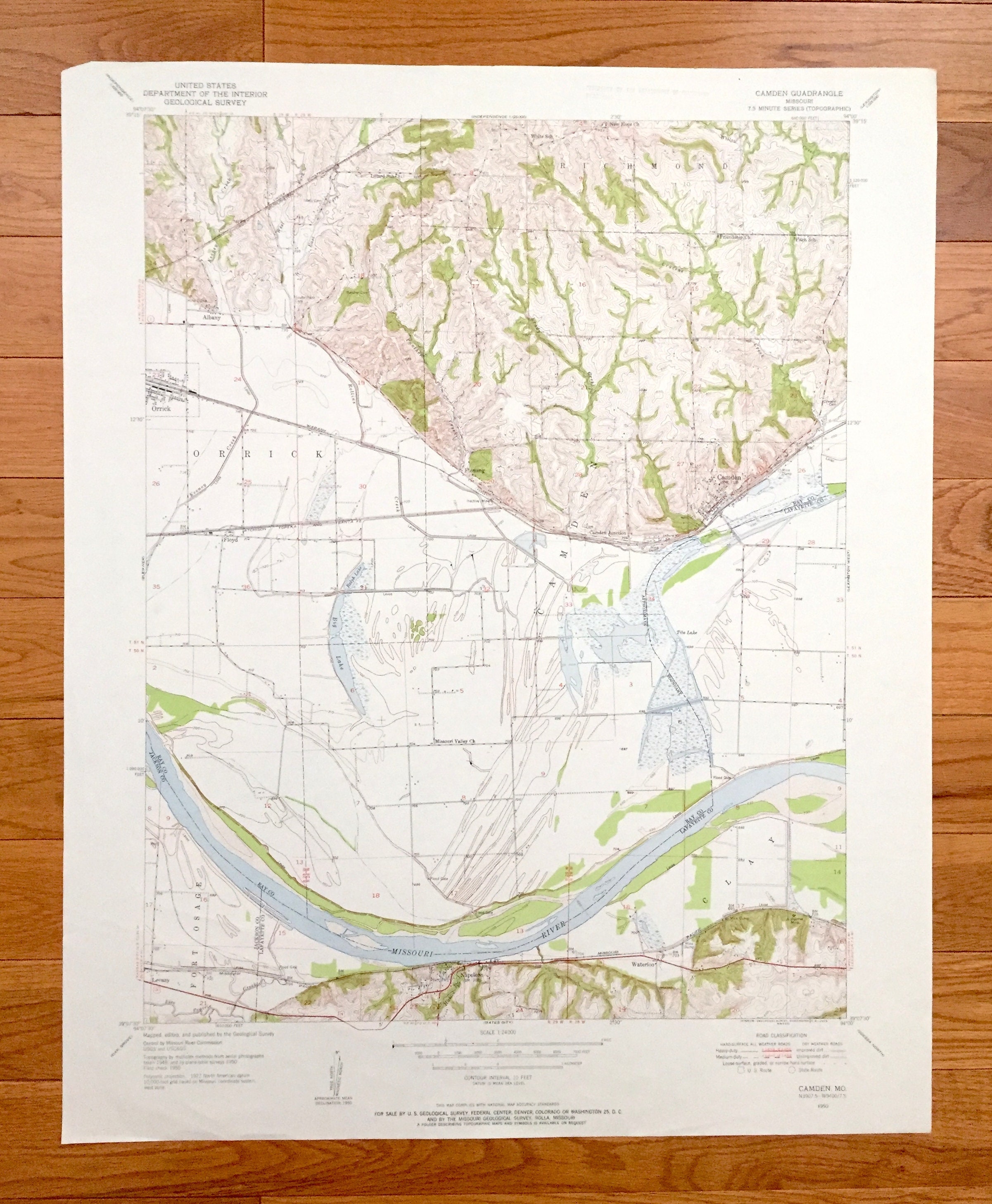 Antique Camden, Missouri 1950 US Geological Survey Topographic Map ...