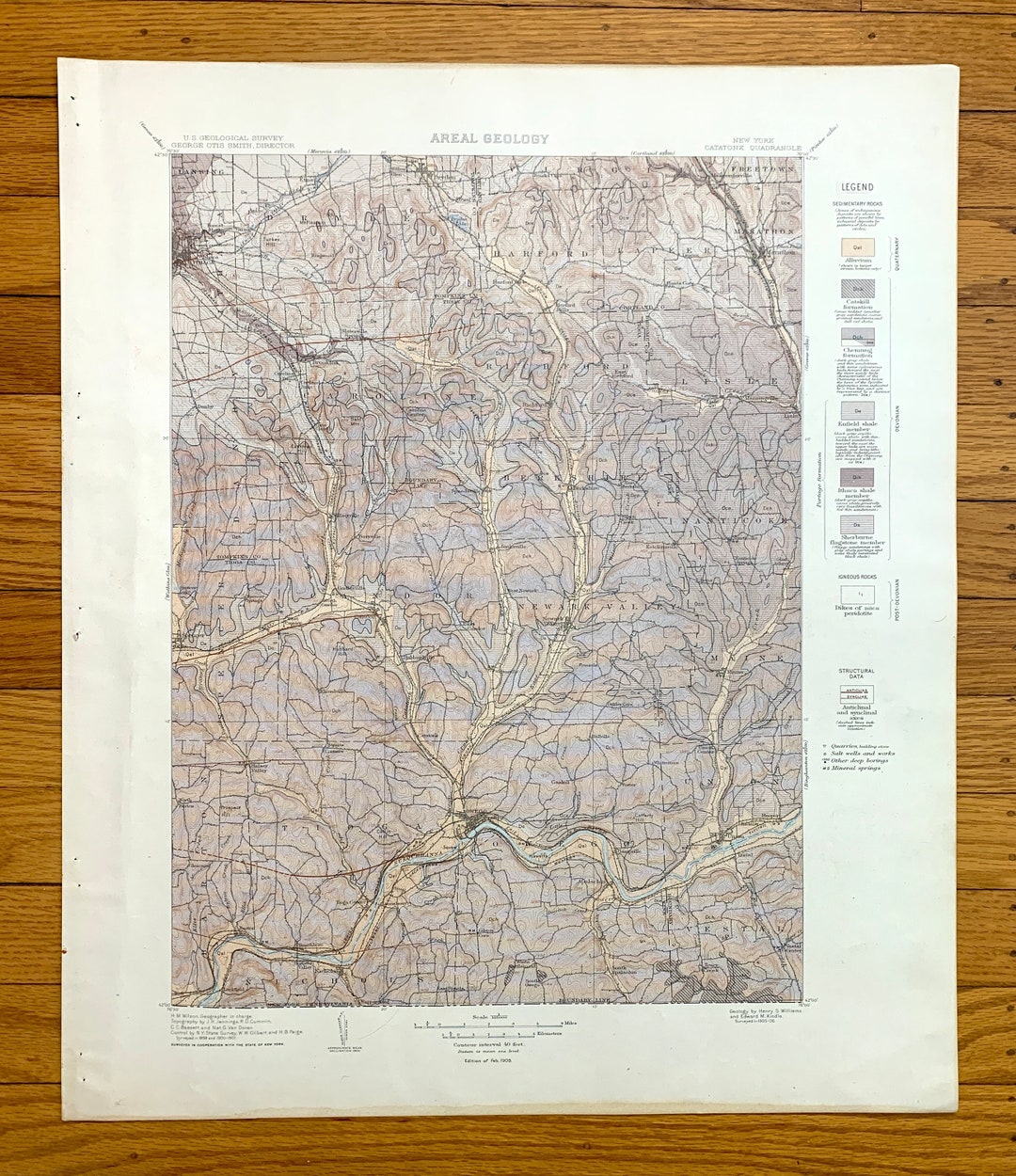 Antique Owego, New York 1906 US Geological Survey Topographic Map ...