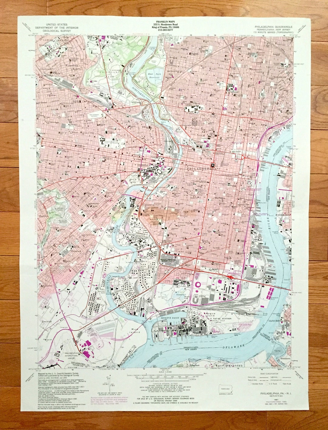 Antique Philadelphia, Pennsylvania 1967 US Geological Survey ...