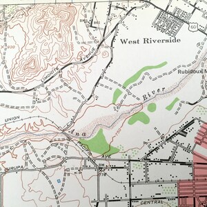 Antique Riverside, California 1942 US Geological Survey Topographic Map ...