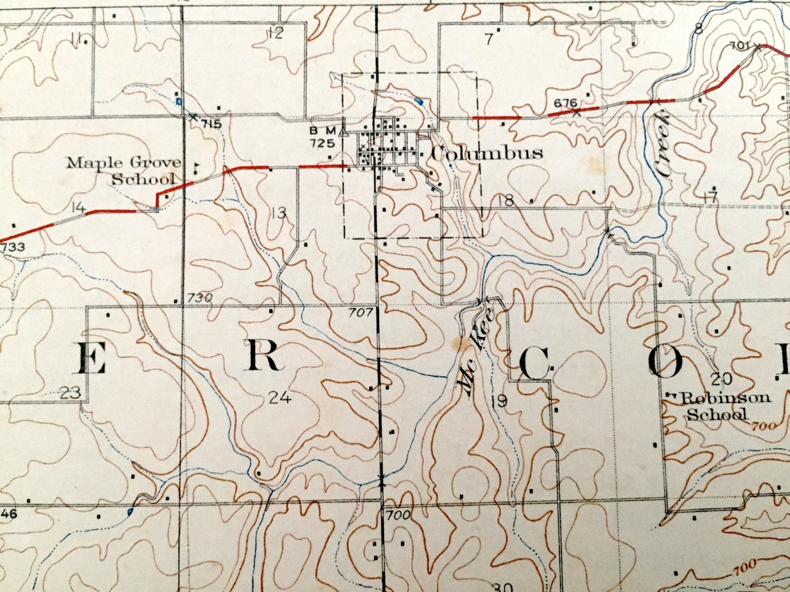 Antique Liberty, Illinois 1927 US Geological Survey Topographic Map ...