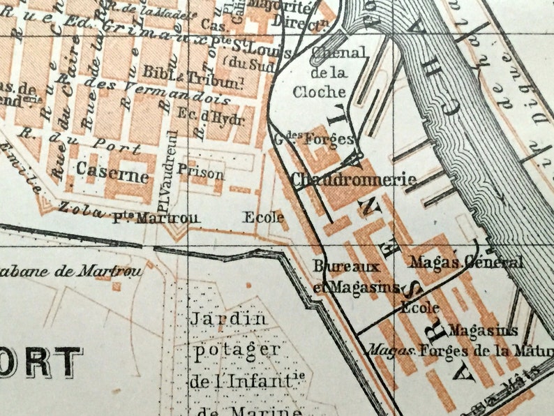 Antique 1914 Rochefort, France Map From Baedekers Guide Atlas ...