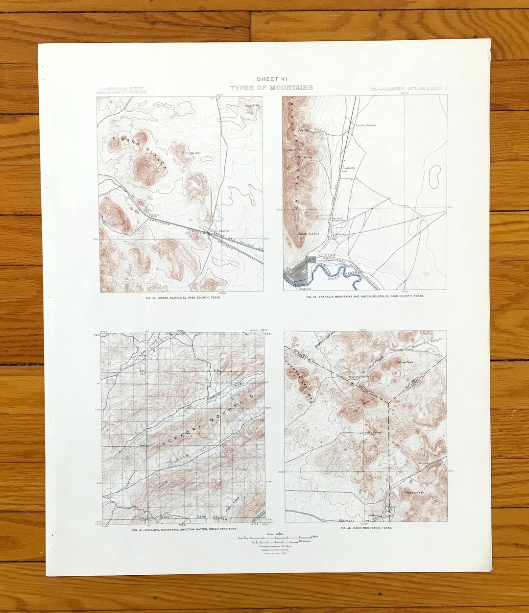 Antique El Paso County, Choctaw, Davis Mountain, Texas Maps 1900 From ...