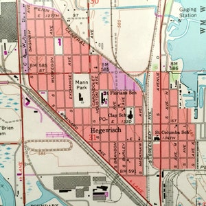 Antique Lake Calumet, Illinois 1965 US Geological Survey Topographic ...