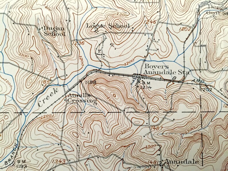 Antique Hilliards, Pennsylvania 1912 US Geological Survey Topographic ...