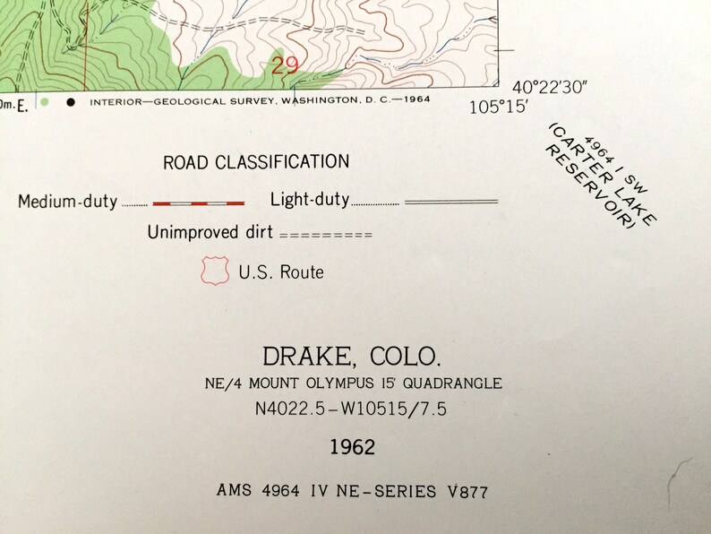 Antique Drake Colorado 1962 US Geological Survey Topographic | Etsy