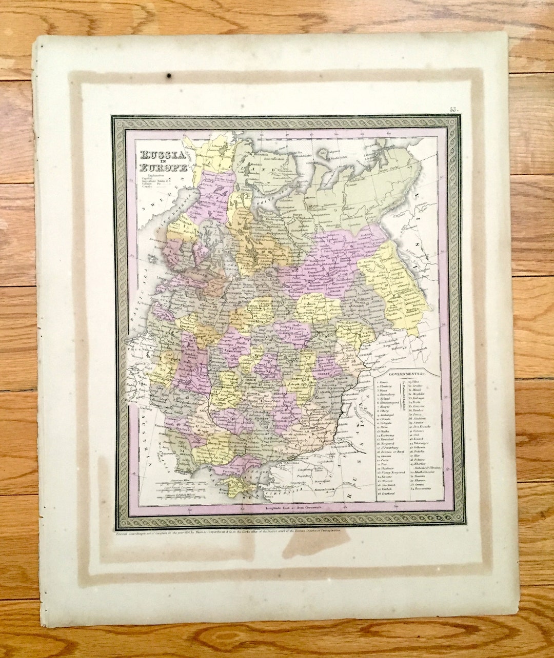 Antique 1850 Russia in Europe Map by Thomas Cowperthwaite – Poland ...