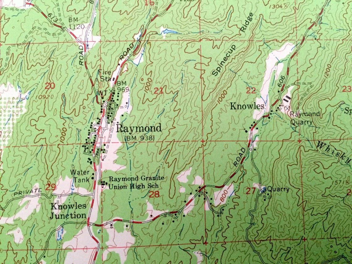 Antique Raymond, California 1962 US Geological Survey Topographic Map ...