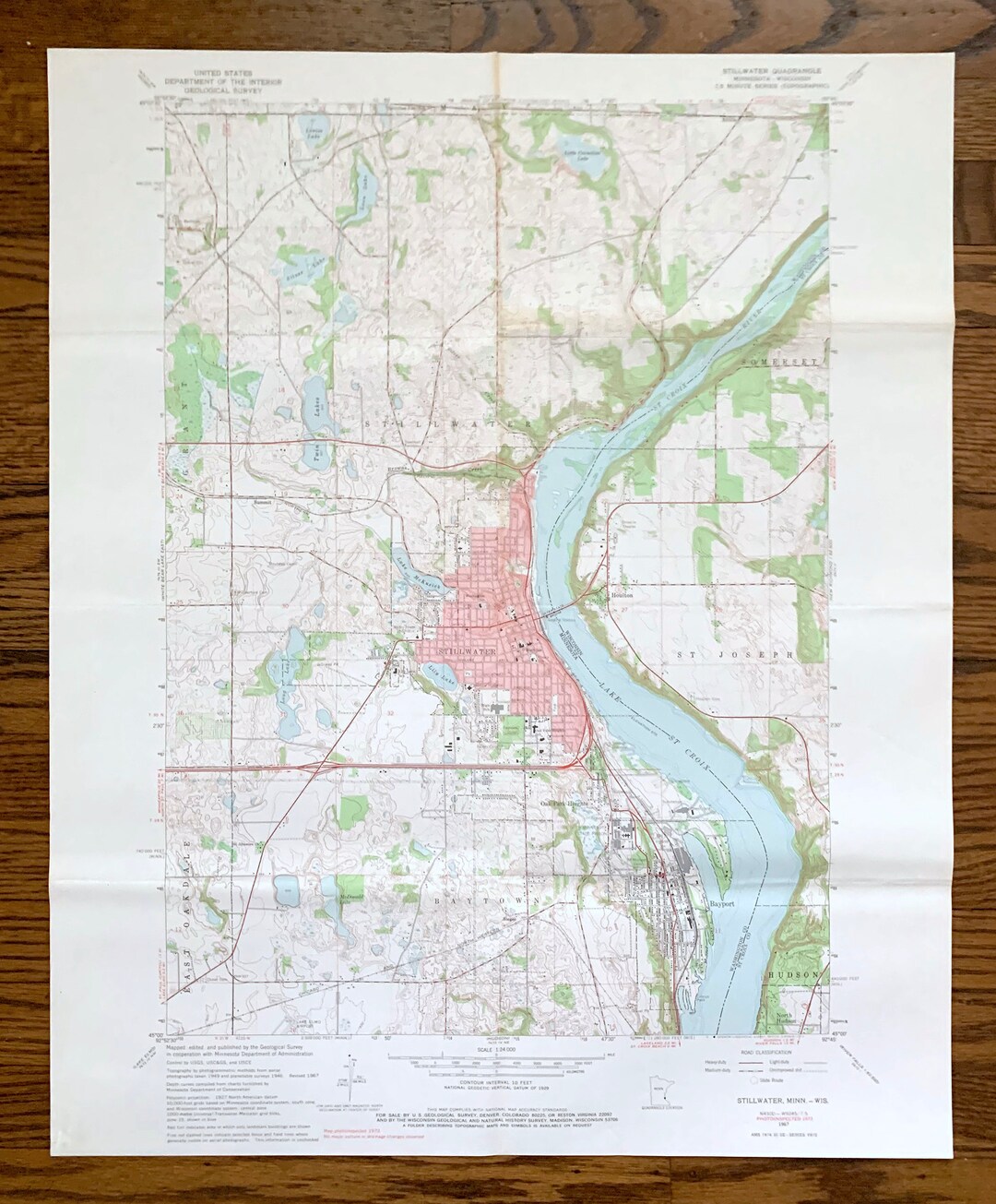 Antique Stillwater, Minnesota 1967 US Geological Survey Topographic Map ...
