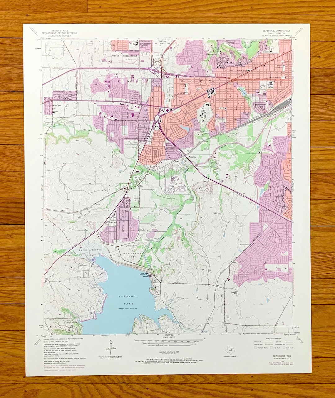 Antique Benbrook, Texas 1955 US Geological Survey Topographic Map ...