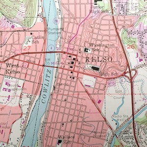 Antique Kelso, Washington 1953 US Geological Survey Topographic Map ...