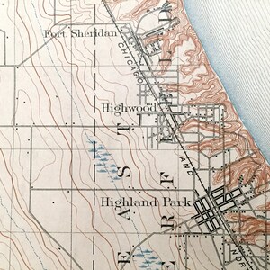 Antique Highwood, Illinois 1900 US Geological Survey Topographic Map ...