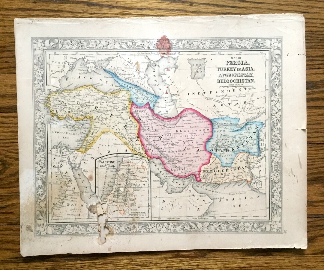Antique 1860 Persia, Turkey, Afghanistan, Belochistan Map by S ...