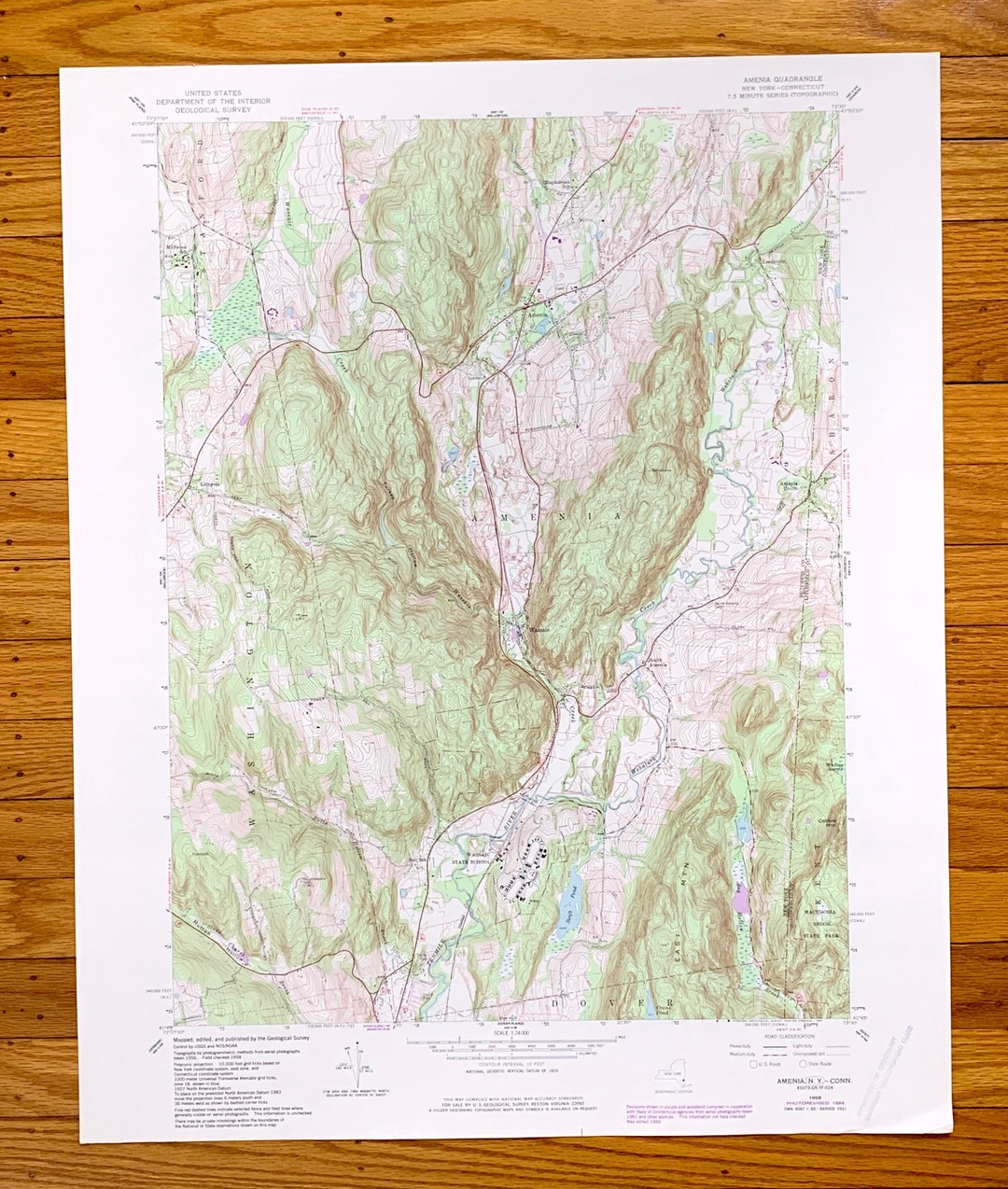 Antique Amenia, New York 1958 US Geological Survey Topographic Map ...