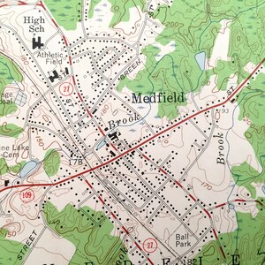 Antique Medfield, Massachusetts 1957 US Geological Survey Topographic ...