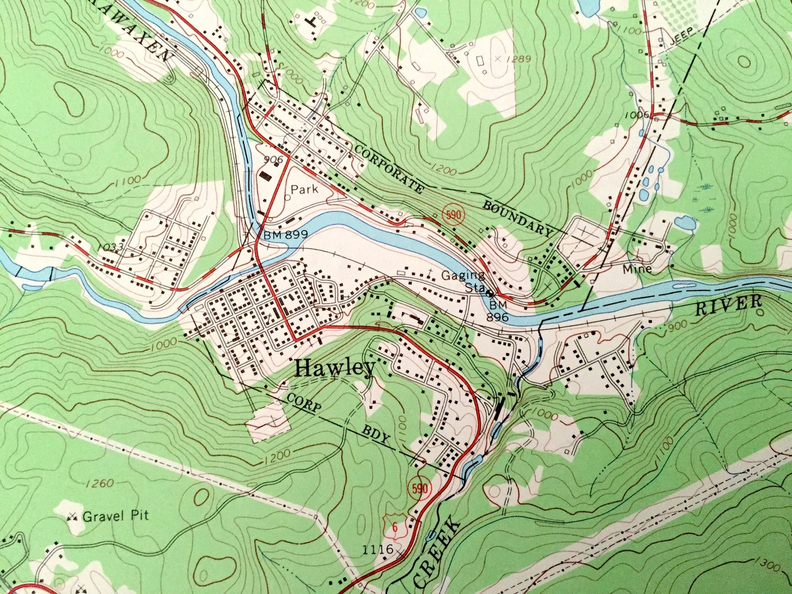 Antique Hawley Pennsylvania 1966 US Geological Survey | Etsy