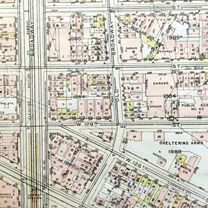 Antique Manhattan, New York City Map From Bromley's 1925 Manhattan Land ...