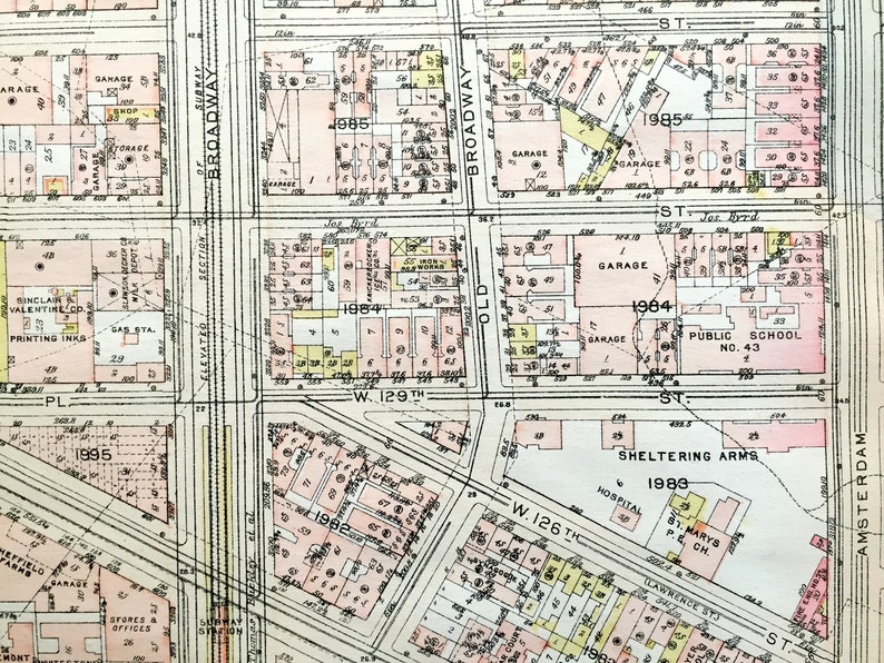 Antique Manhattan, New York City Map From Bromley's 1925 Manhattan Land ...