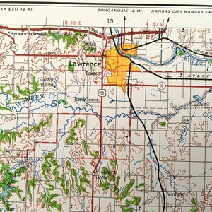 Antique Lawrence, Kansas 1961 US Geological Survey Topographic Map ...