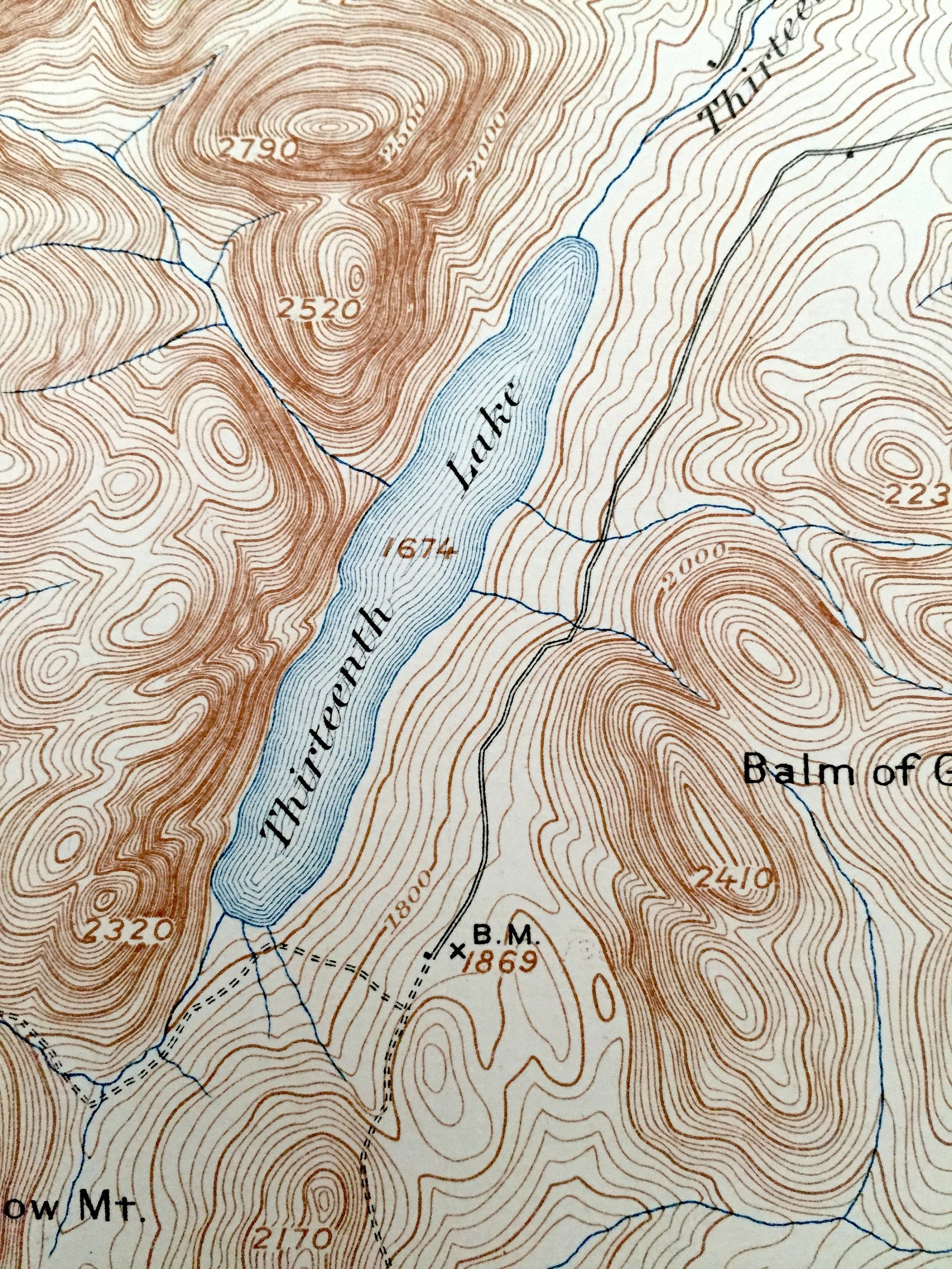 Antique Thirteenth Lake, New York 1898 US Geological Survey Topographic ...