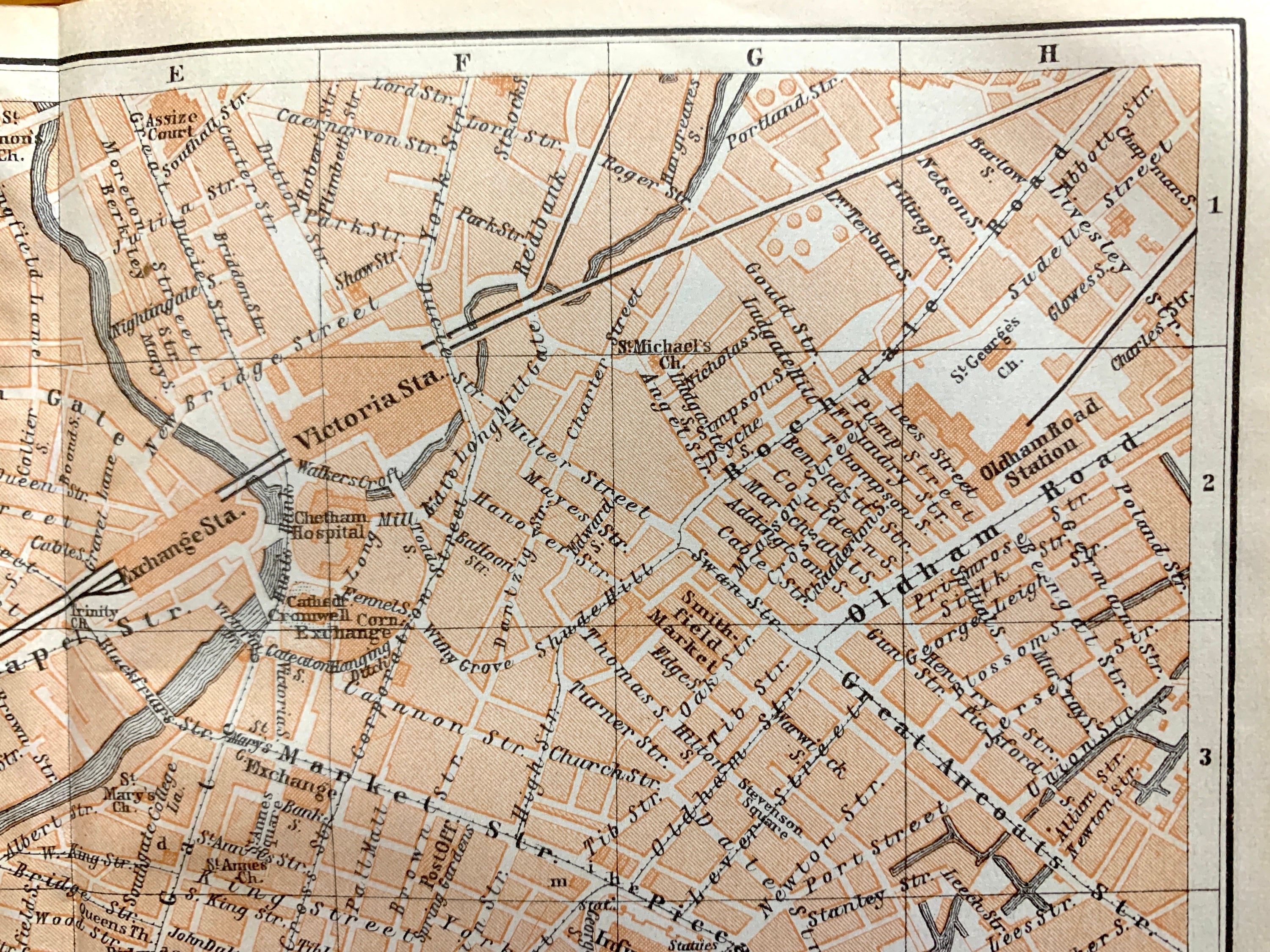 Antique 1906 Manchester, England Map From Baedekers Atlas of Great ...