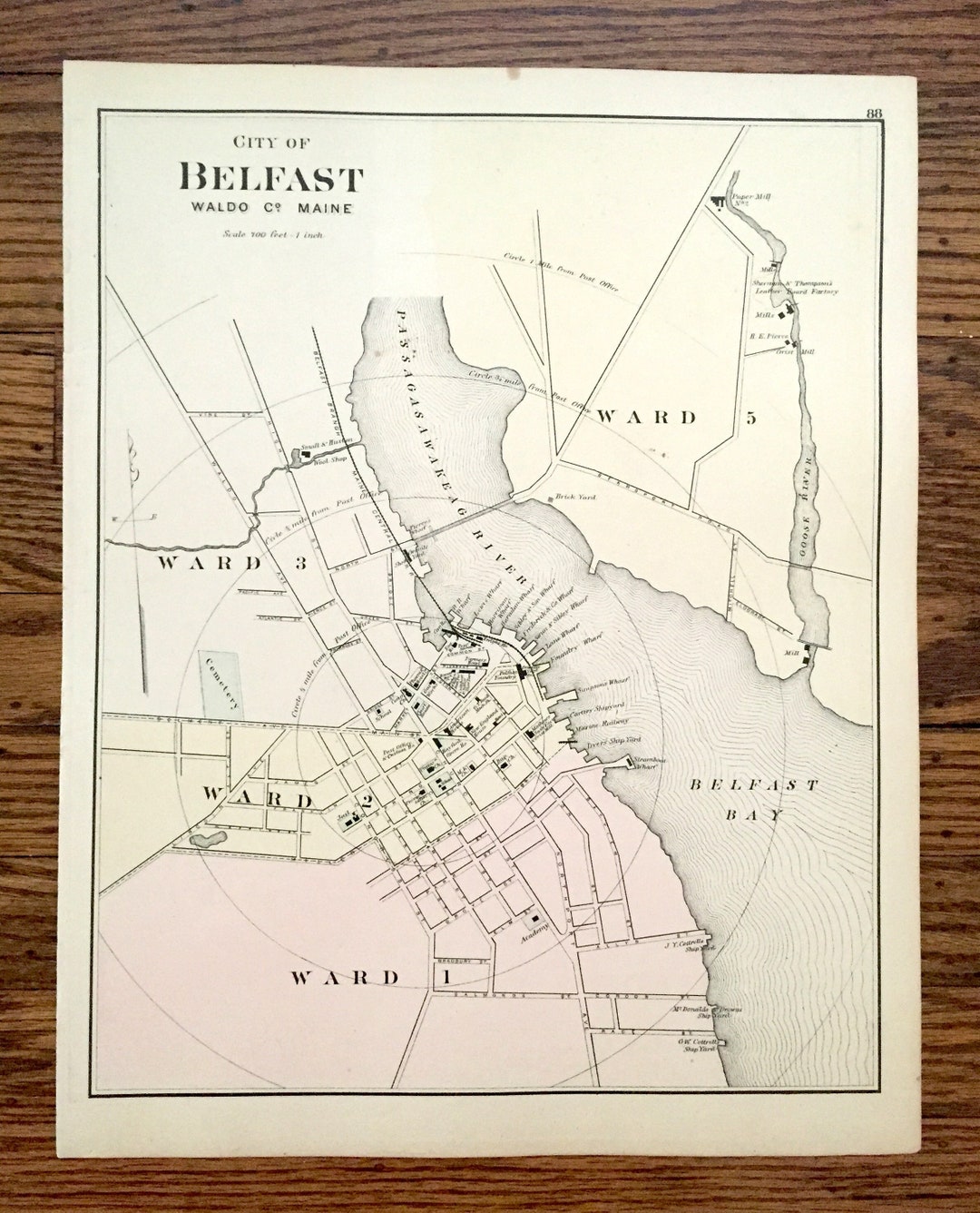 Antique 1887 Belfast, Maine Map by George N. Colby & Company – Waldo ...