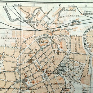 Antique 1925 Frankfurt, Germany & Liegnitz (legnica), Poland Map From ...