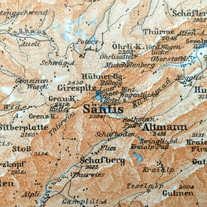 Antique 1913 Walenstadt, Switzerland Map From Baedekers Guide Atlas ...